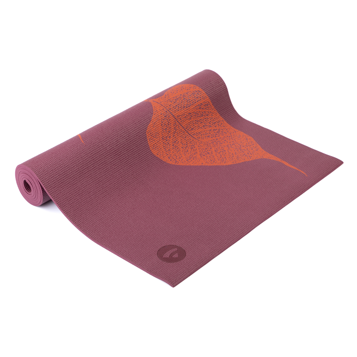 Tappetino yoga Leela Collection design, FOGLIE 3C, Rosso Prugna